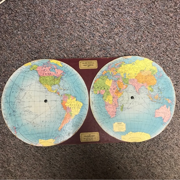 Other | Vintage Global Map Of World Disks Rotate Minneapolis Mn Flat ...